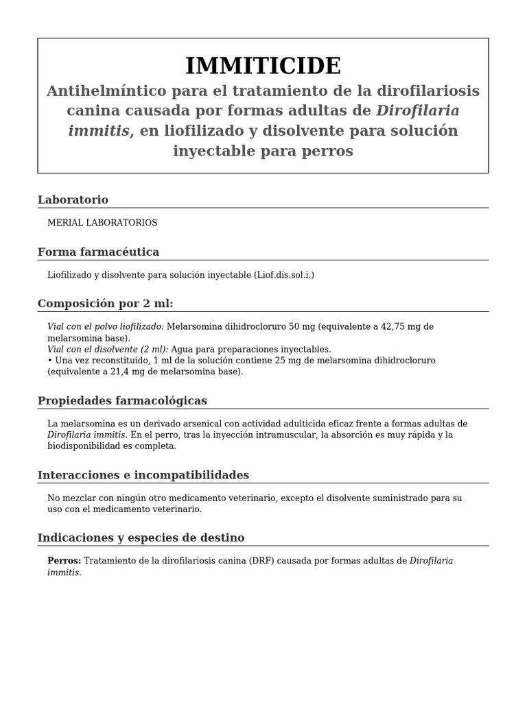 2526 Immiticide | PDF | Inyección (medicina) | Medicamentos con receta