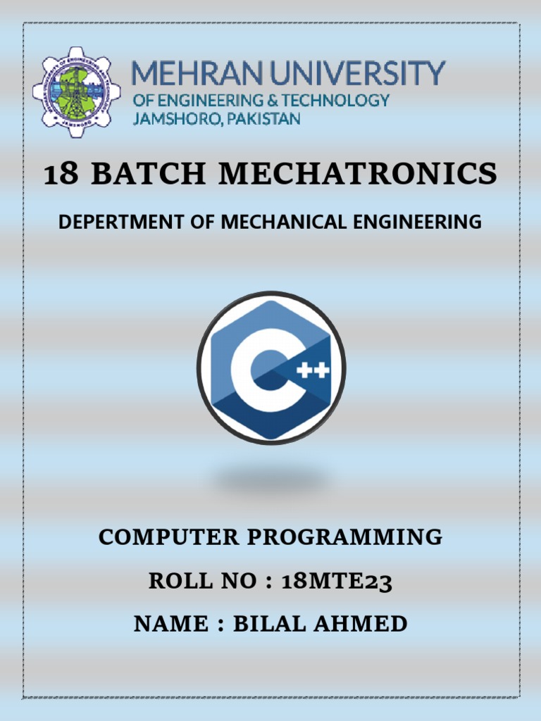 18 Batch Mechatronics: Computer Programming Roll No: 18mte23 Name ...