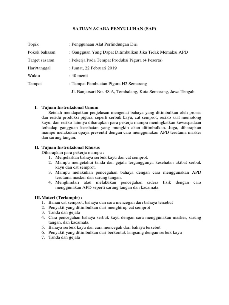 Sap Promkes Tempat Kerja | PDF