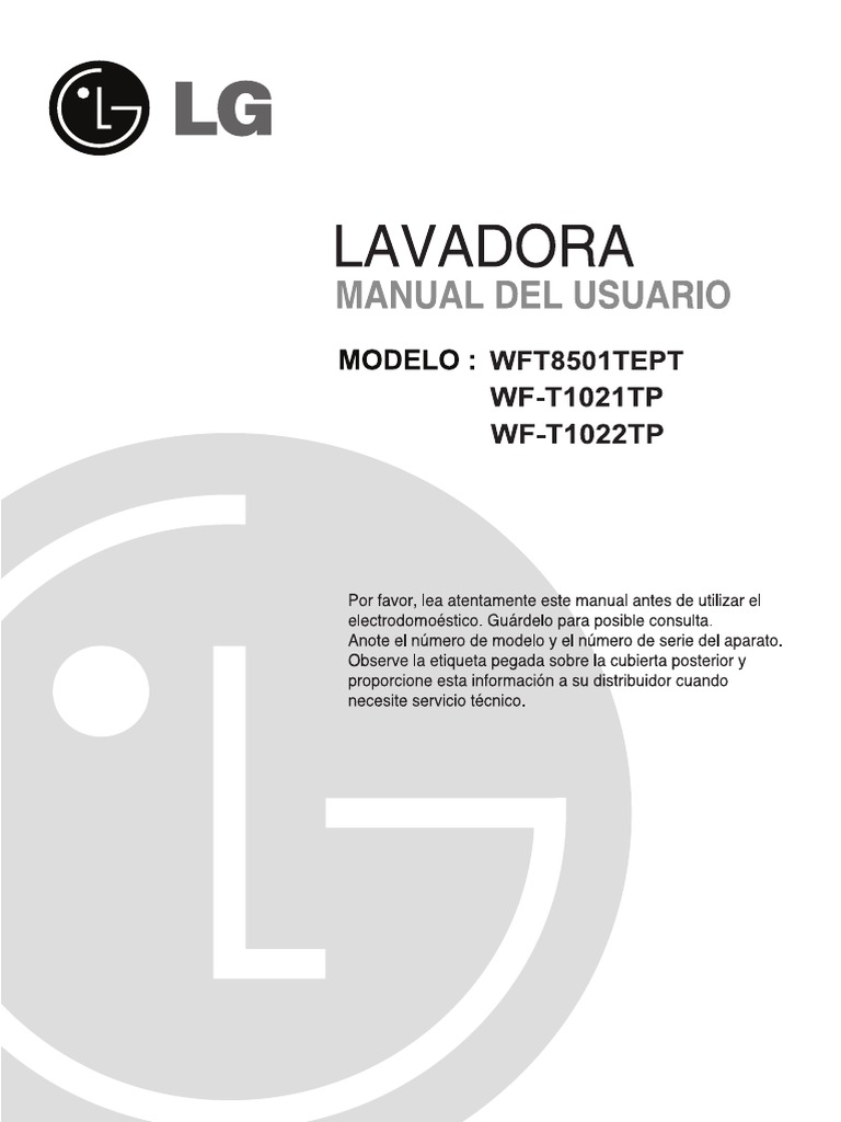 Manual de Lavadora LG PDF | PDF | Detergente | Lavadora