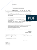 Secretary's Certificate Template | PDF | Business | Law