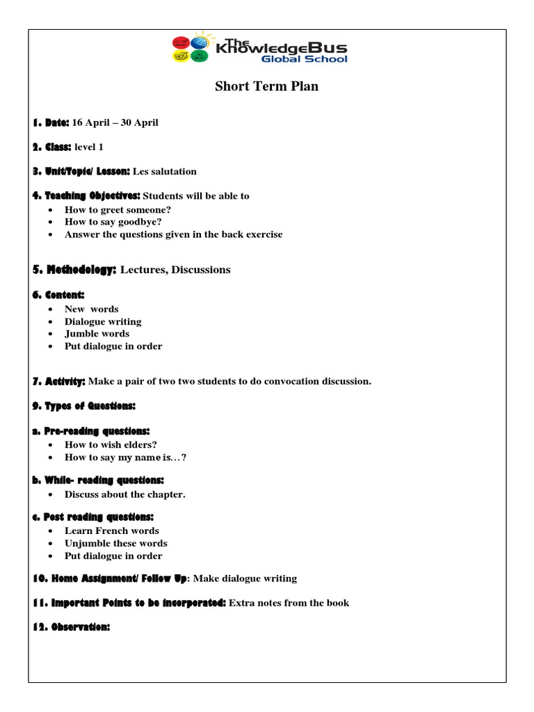 French Greetings Lesson Plan | PDF