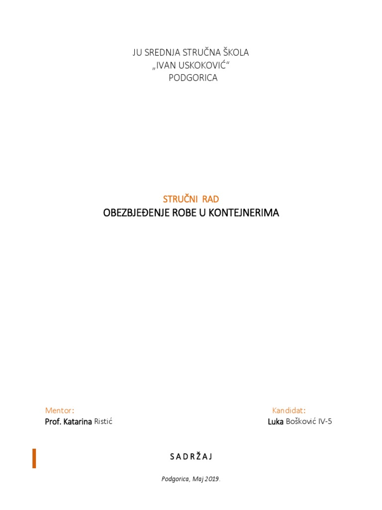 Obezbjedjenje Robe U Kontejnerima - Luka Boskovic | PDF