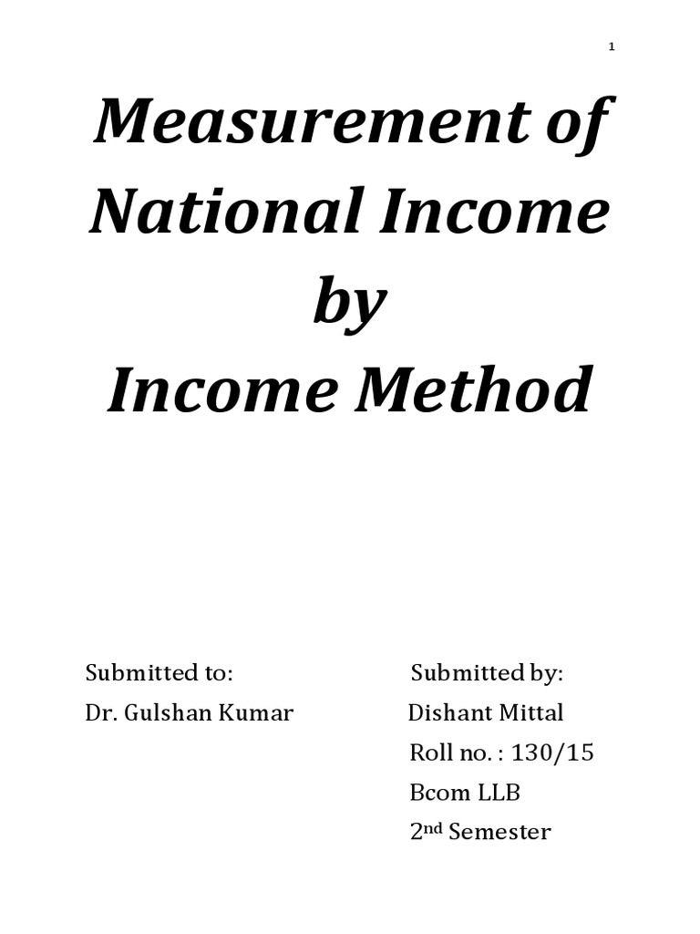 Measurement of National Income by Income Method | PDF | Measures Of ...