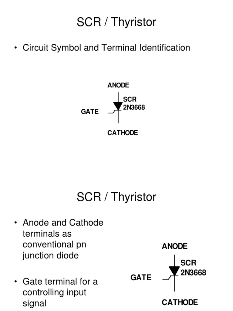 Scr Thyristor Circuit Symbol And Terminal Identification Pdf