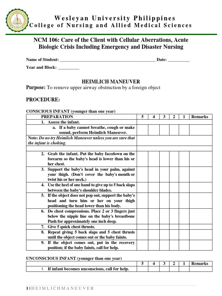 Proper Techniques For Performing The Heimlich Maneuver On Conscious And