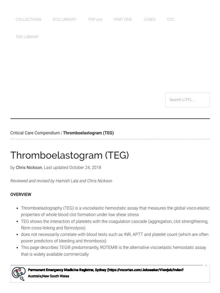 Thromboelastogram (TEG) | PDF | Blood | Tissue (Biology)