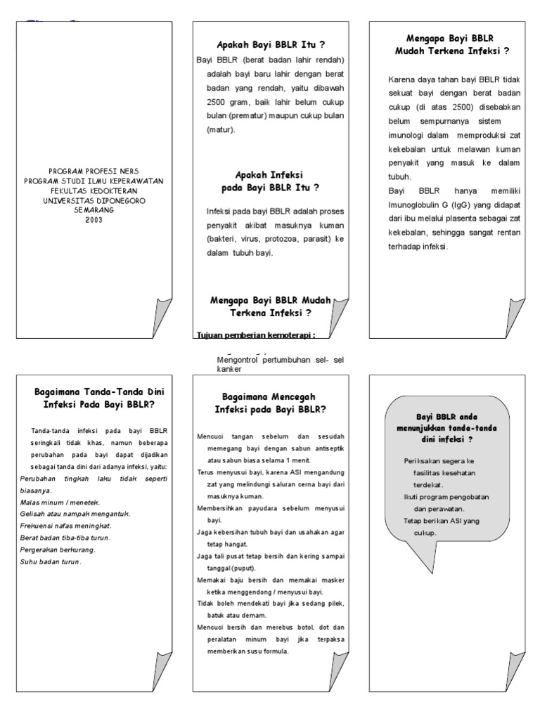 Leaflet Pencegahan Infeksi BBLR | PDF