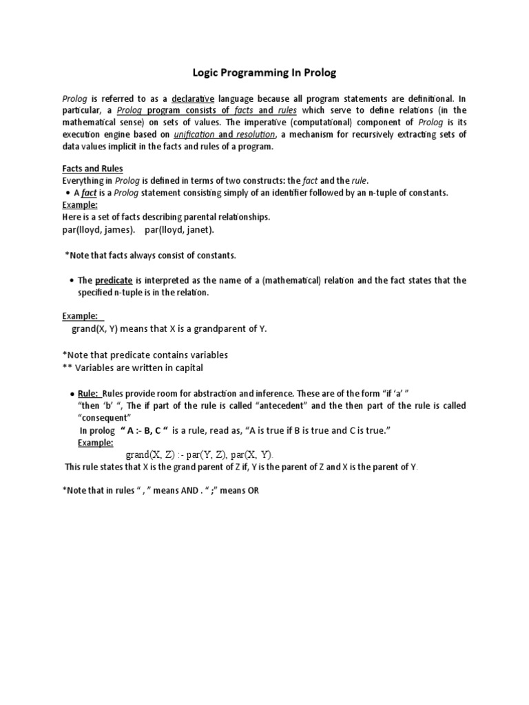 Logic Programming in Prolog: Par (Lloyd, James) - Par (Lloyd, Janet ... Logic Programming in Prolog: Par (Lloyd, James) - Par (Lloyd, Janet ...