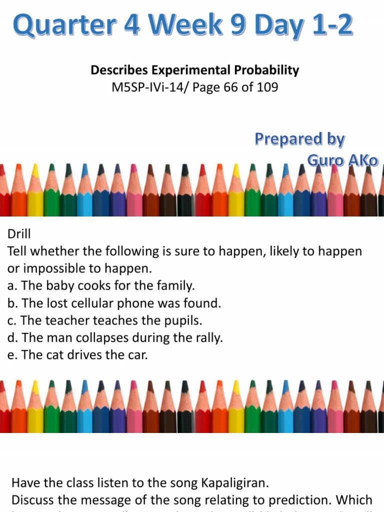 Math 5 Quarter 4 Week 9 D1-5 | PDF | Probability | Ratio