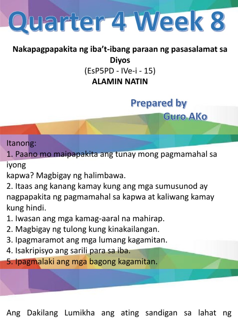 ESP 5 Quarter 4 Week 8 D1-5