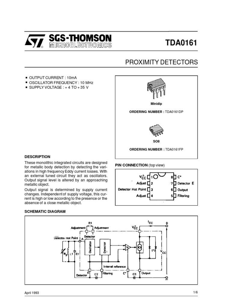 Proximity Detector Integrated Circuits: Technical Specifications and ...