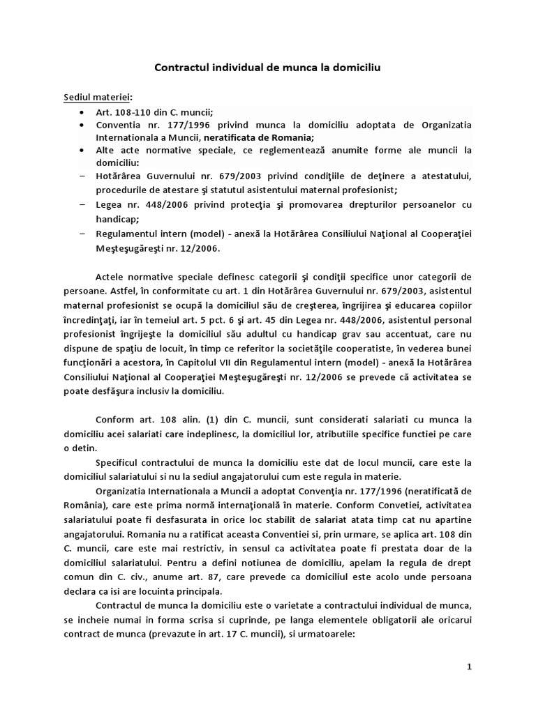 Contractul individual de munca la domiciliu si Contractul de telemunca.docx