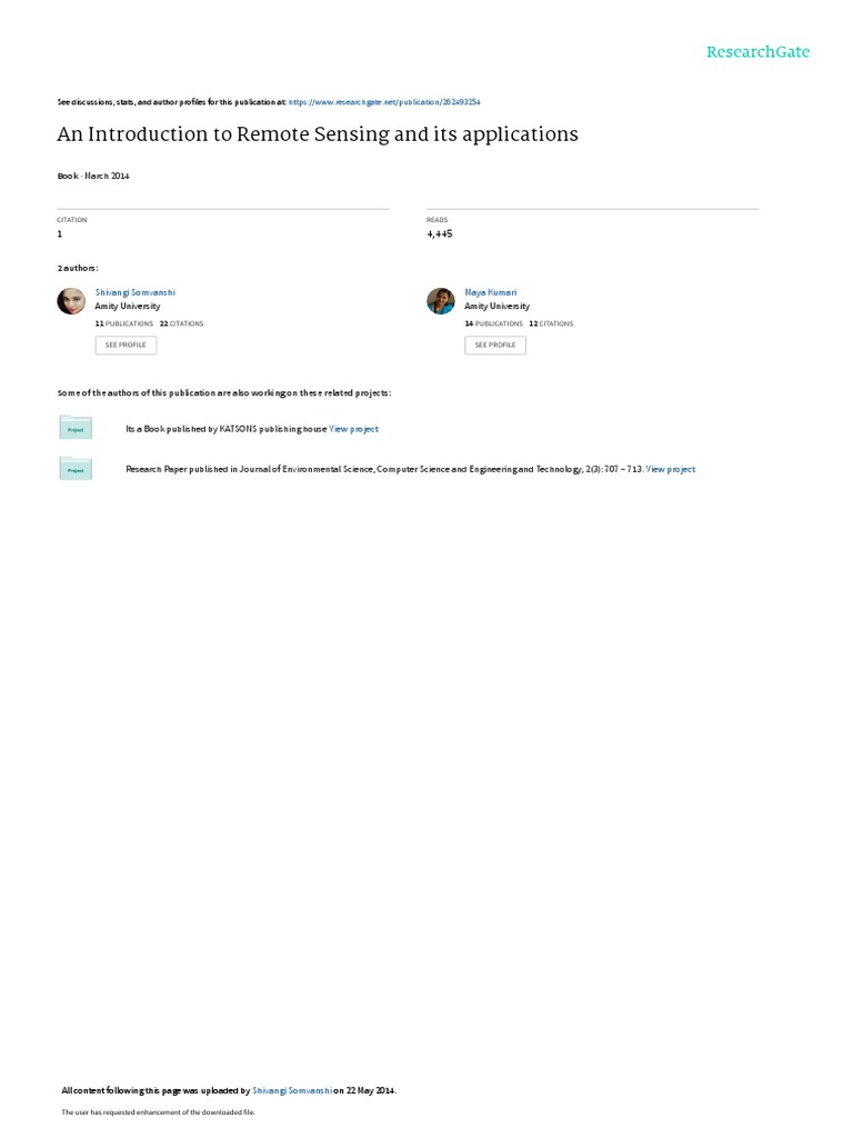 An Introduction To Remote Sensing and Its Applications: March 2014 ...