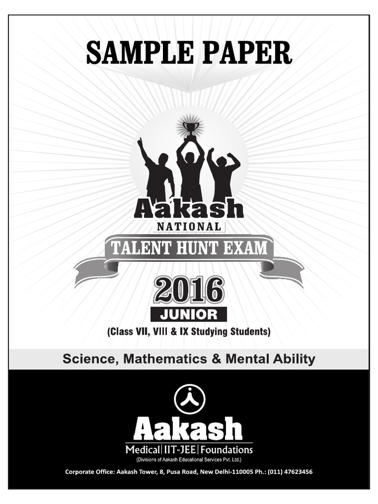 Sample Paper - ANTHE (Junior) - 2016 - (Class VII-VIII-IX Studing) PDF ...