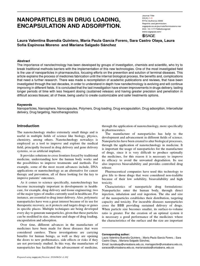 Nanoparticles in Drug Loading Encapsulation and Adsorption-2019-03-31 ...