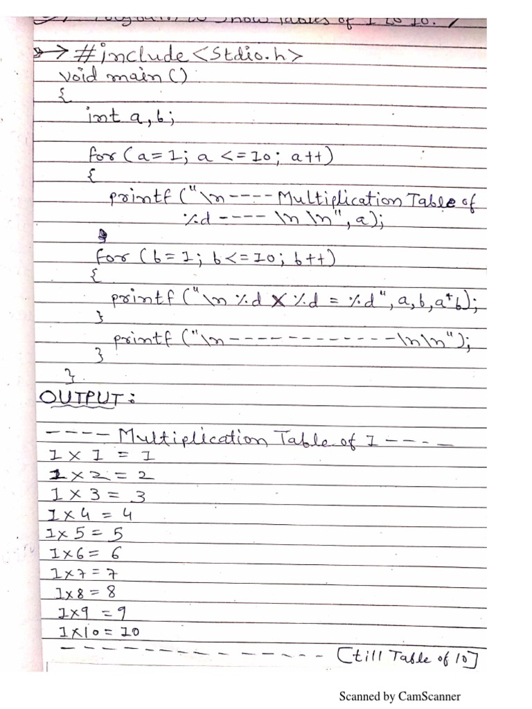 Program For Tables 1 To 10 | PDF