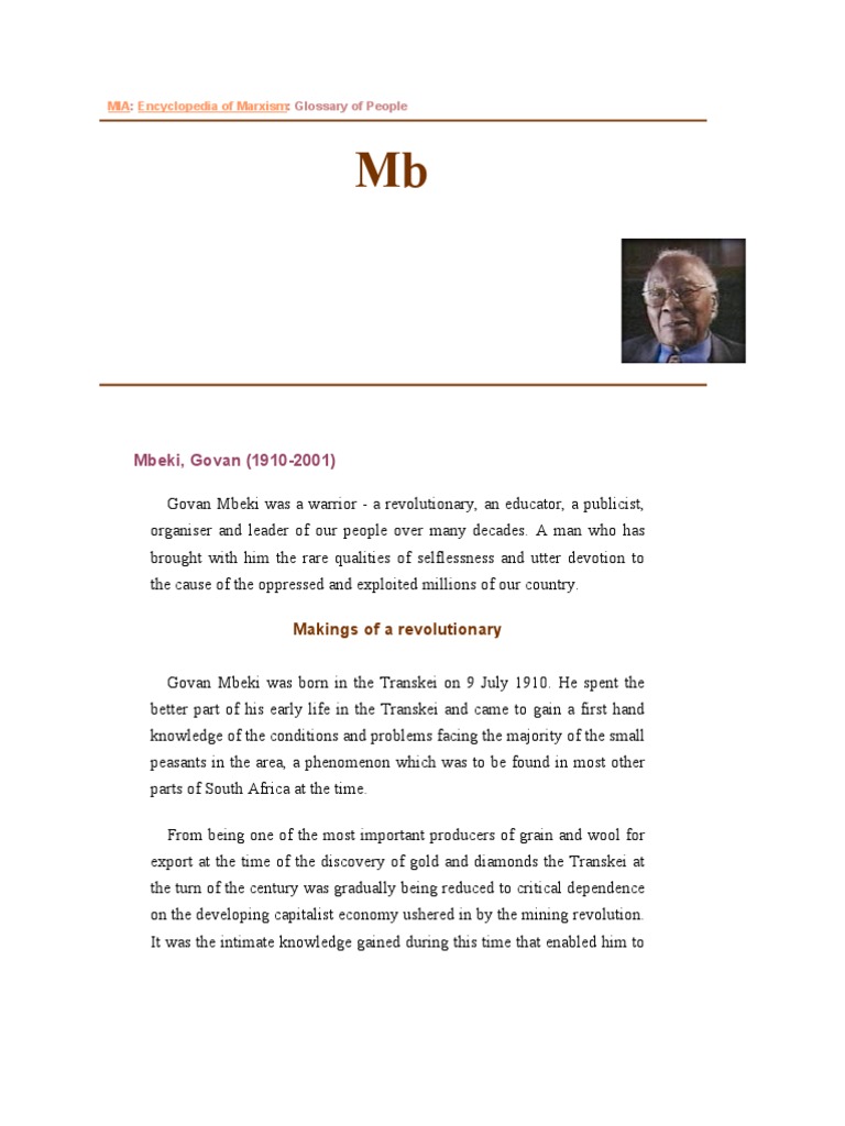 Govan Mbeki: Revolutionary Legacy | PDF