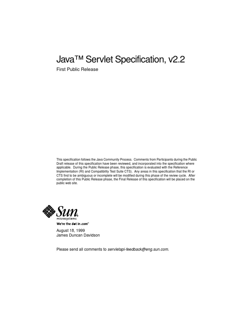 (Servlet) Java Servlet Specification v2.2 | PDF | Java Servlet | Application Programming Interface