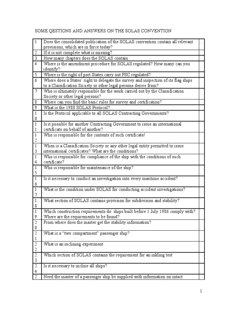 SOLAS Convention Q&A Overview | PDF | Ships | Shipping