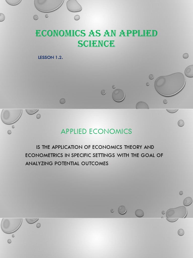 Economics as an Applied Science by Jessa | Economics | Economies | Free ...