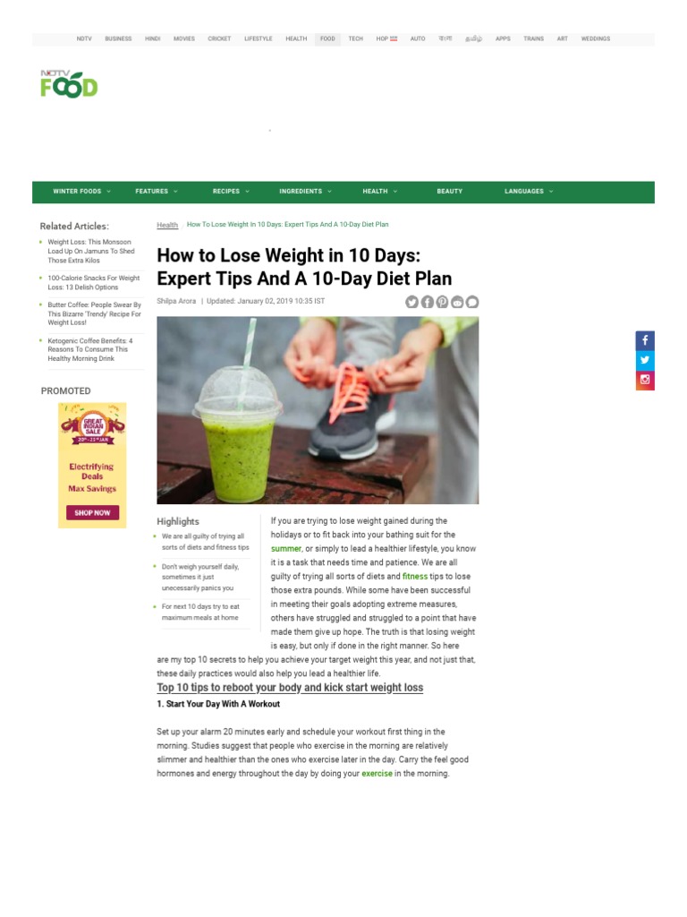 How To Lose Weight in 10 Days - Expert Tips and A 10-Day Diet Plan ...