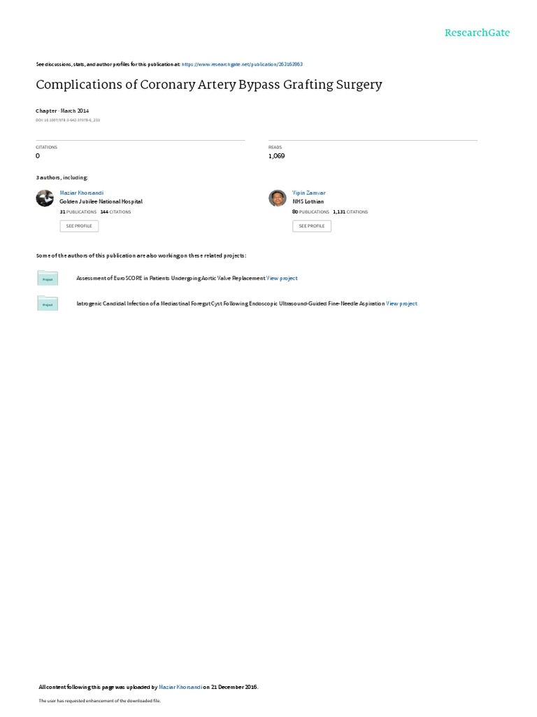 Complications of Coronary Artery Bypass Grafting Surgery: March 2014 ...