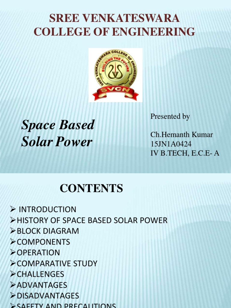 Space Based Solar Power PRESENTATION | PDF | Outer Space | Energy ...