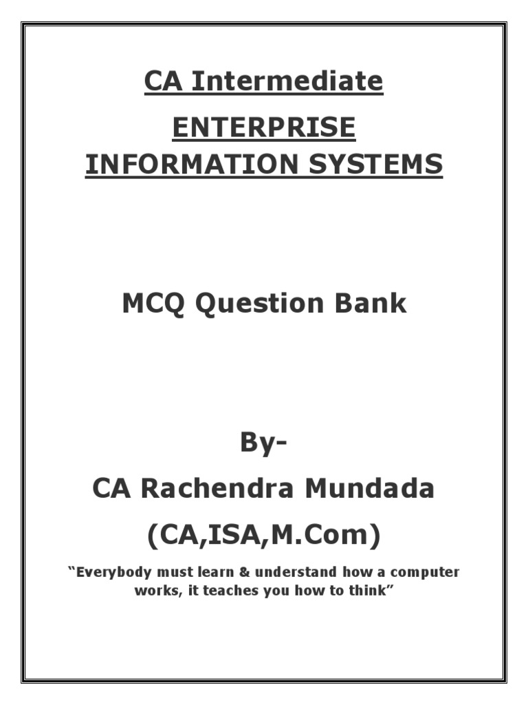 EIS Complete MCQ Book PDF | PDF | Internal Control | Computer Network