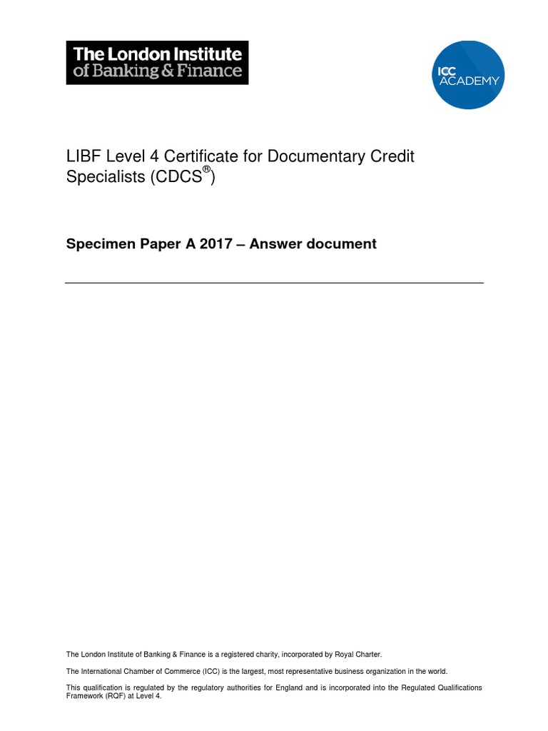 CDCS Specimen Paper A - Answers 2017-18 PDF | PDF