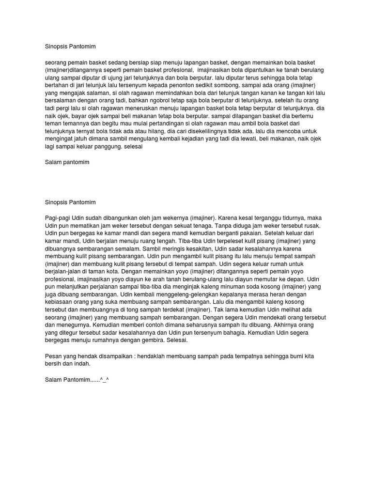 Sinopsis Pantomim | PDF | Puisi
