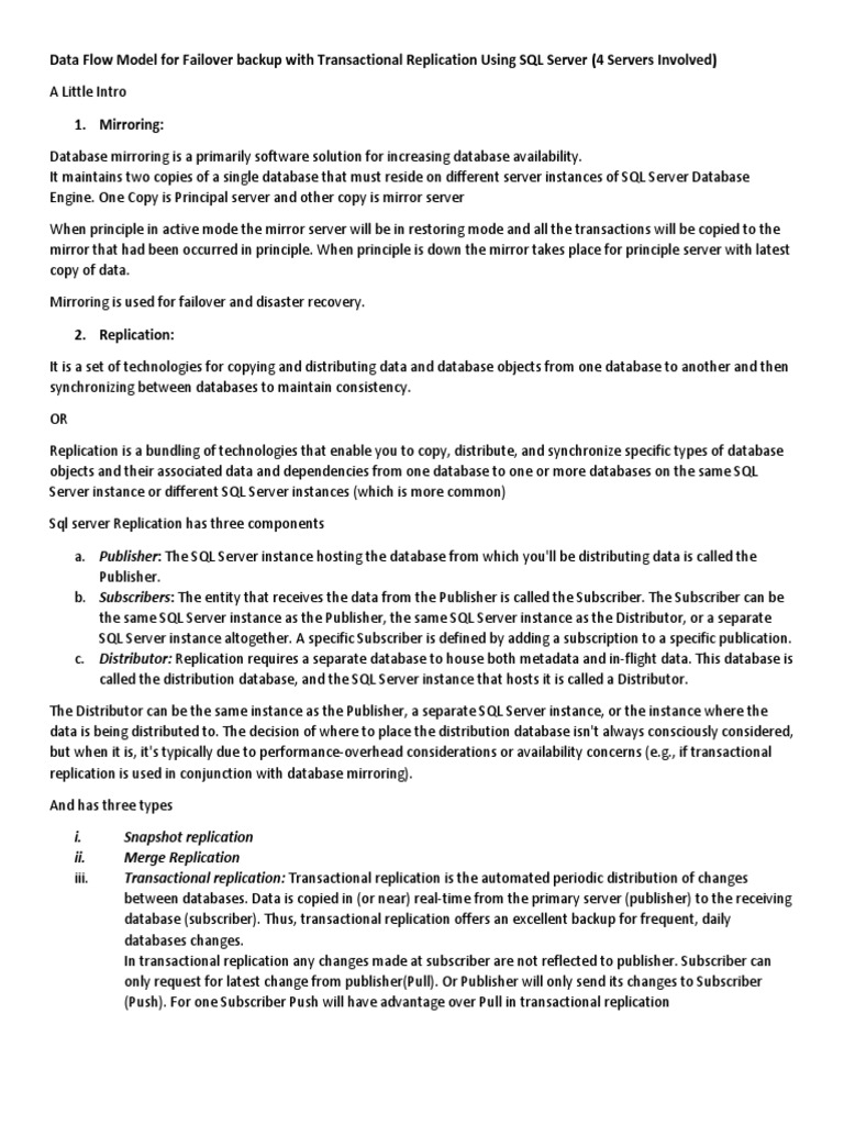 Mirroring With Replication Pdf Replication Computing Databases