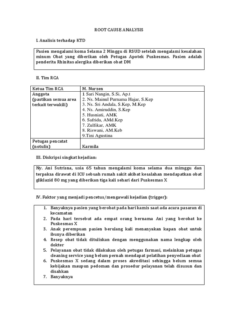 Contoh Form Fmea Dan Rca | PDF