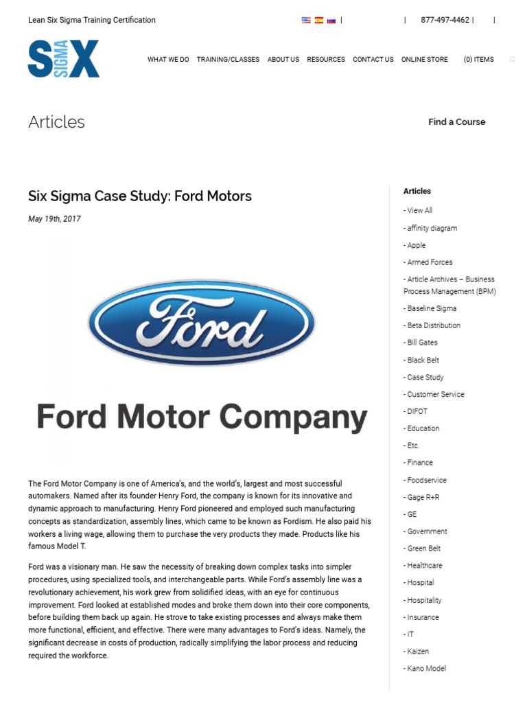 Six Sigma Case Study - Ford Motors | PDF | Six Sigma | Quality Management