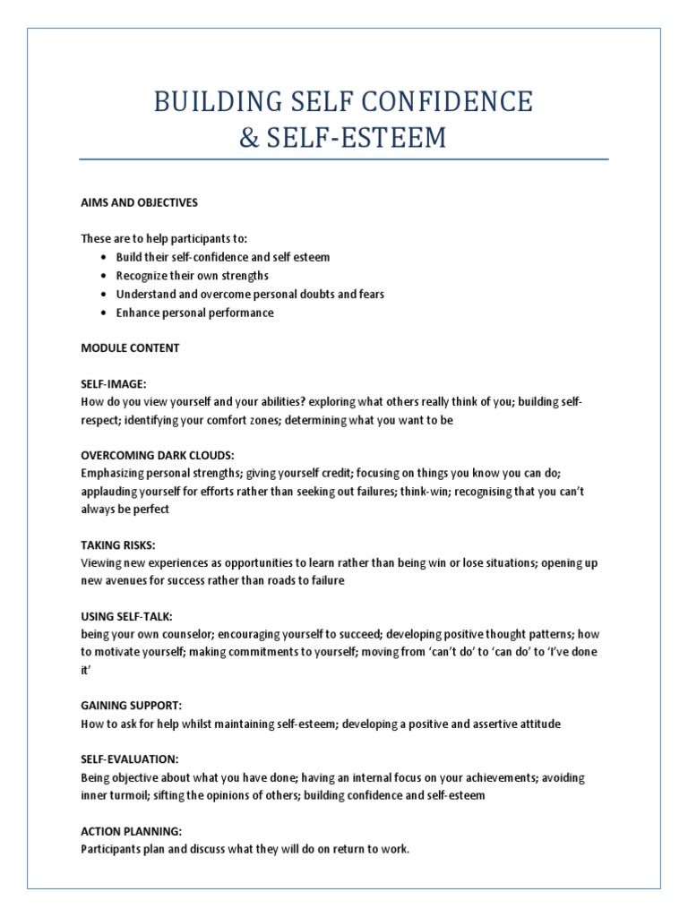 Building Self-Confidence & Self-Esteem | PDF