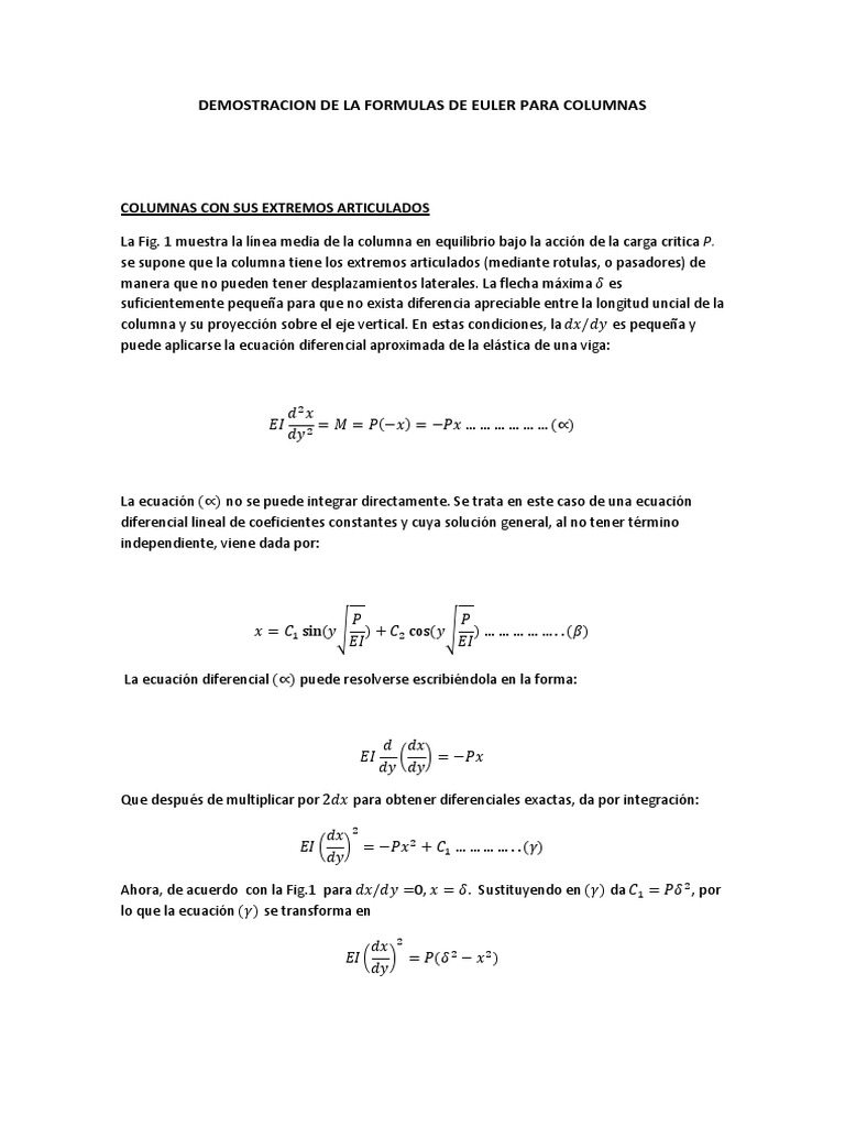 Demostracion de La Formula de Euler | PDF | Ecuaciones diferenciales | Ecuaciones