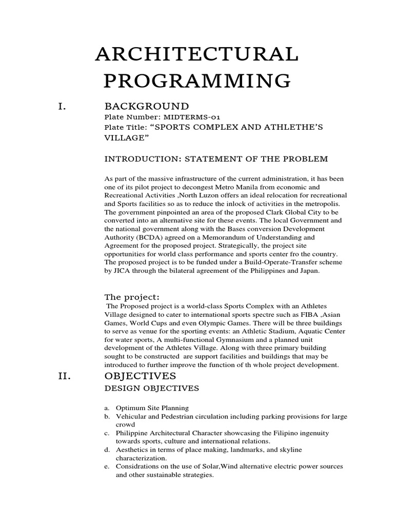 ARCHITECTURAL PROGRAMMING-sports Complex | PDF | Wound | Building ...