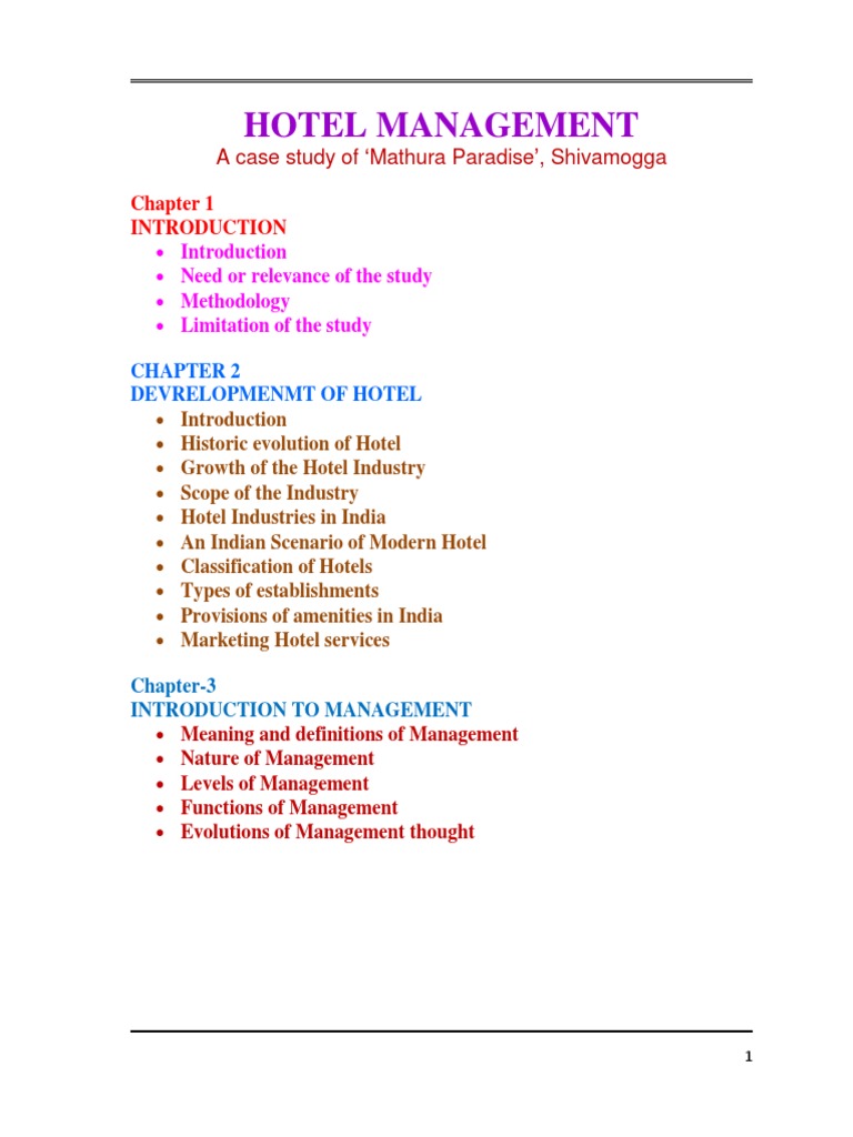 Hotel Management Case Study of Mathura Paradise Hotel | PDF | Menu | Survey Methodology