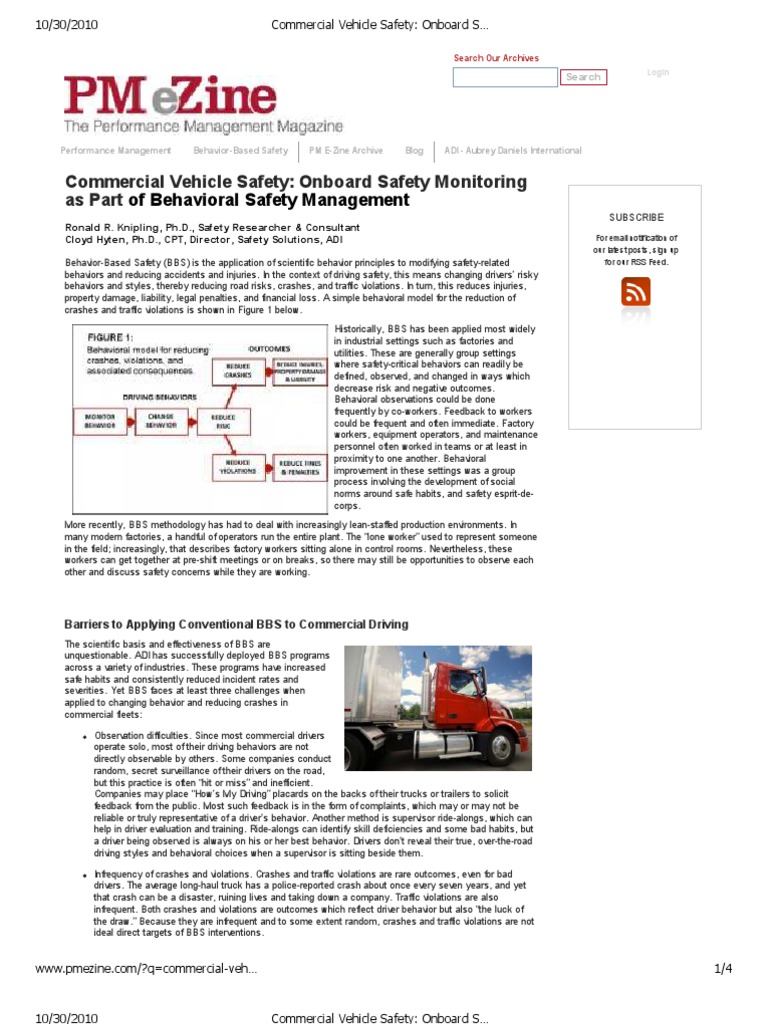 Commercial Vehicle Safety | PDF | Fuel Economy In Automobiles | Transport
