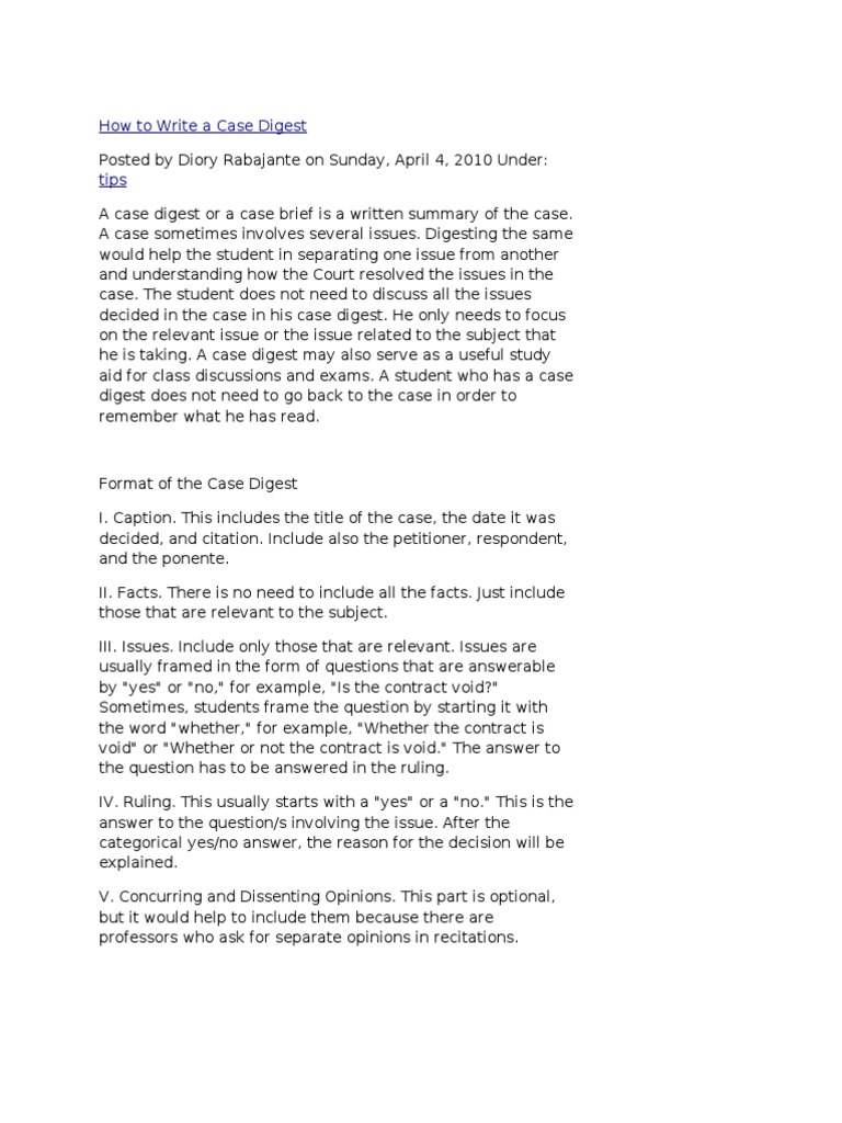 How To Write A Case Digest | PDF | Marriage | Lawsuit