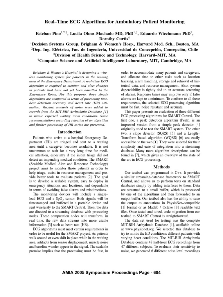 Ambulatory Ecg Monitoring | PDF | Signal To Noise Ratio ...