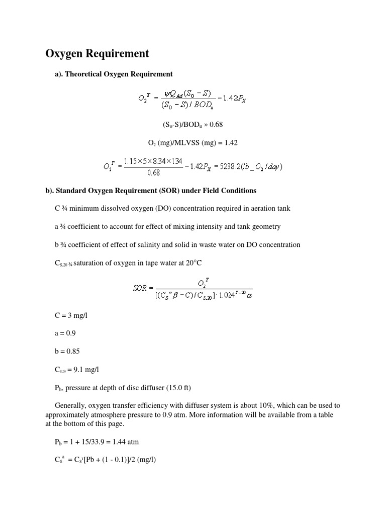 Aeration System and Oxygen Requirement | Download Free PDF | Energy ...