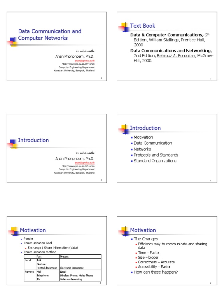Data Communication and Computer Networks Text Book: Anan Phonphoem, PH ...