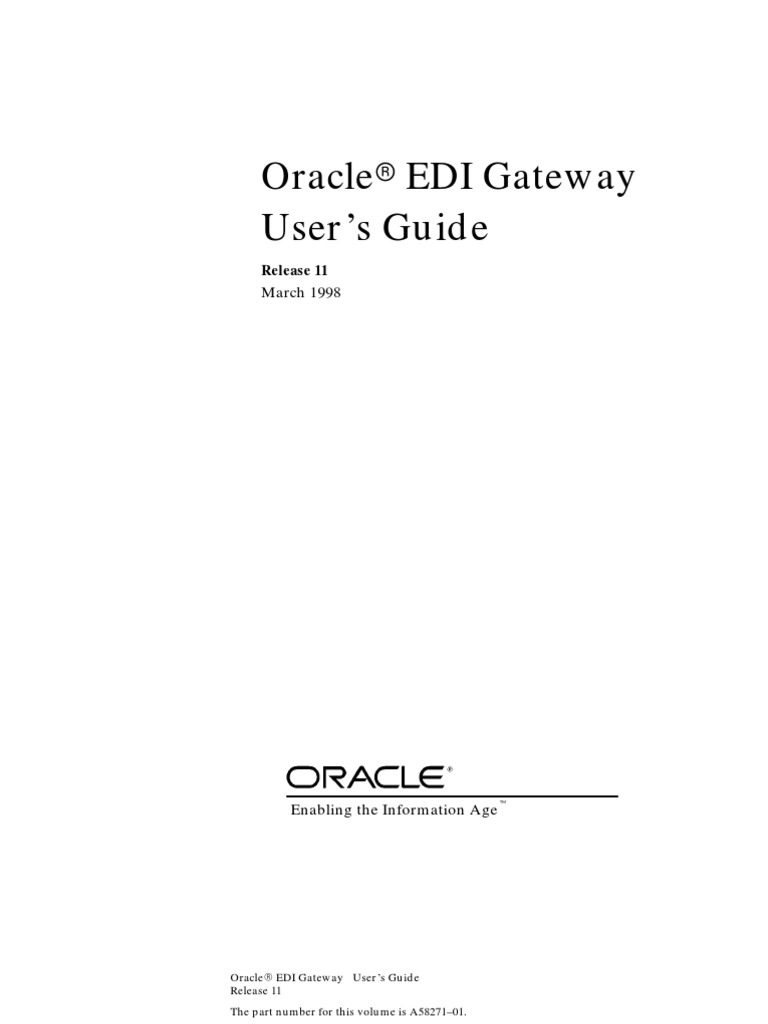 Oracle EDI Gateway User's Guide: March 1998 | PDF