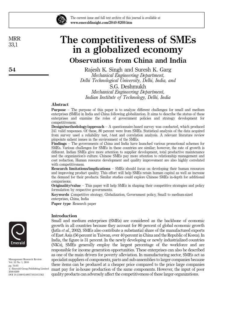 The Competitiveness | PDF | Small And Medium Sized Enterprises | Economic Growth