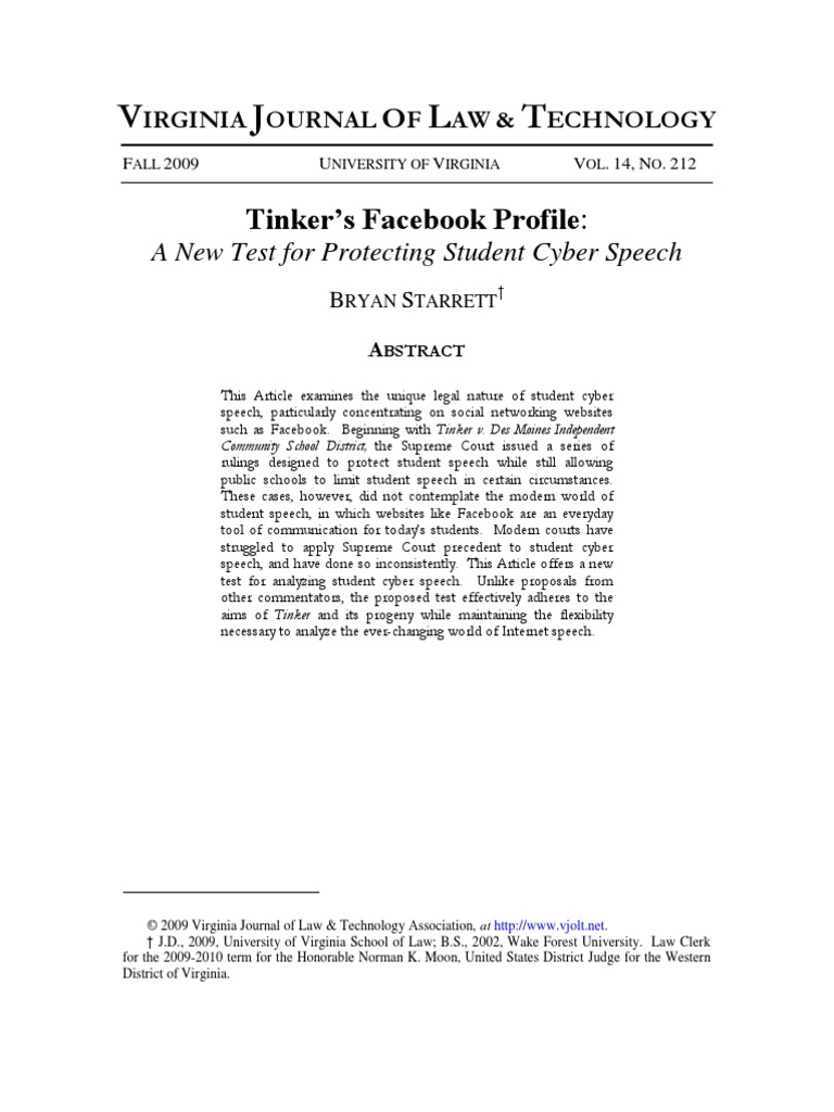 Facebook Profile and Student Cyber Speech | PDF | Internet