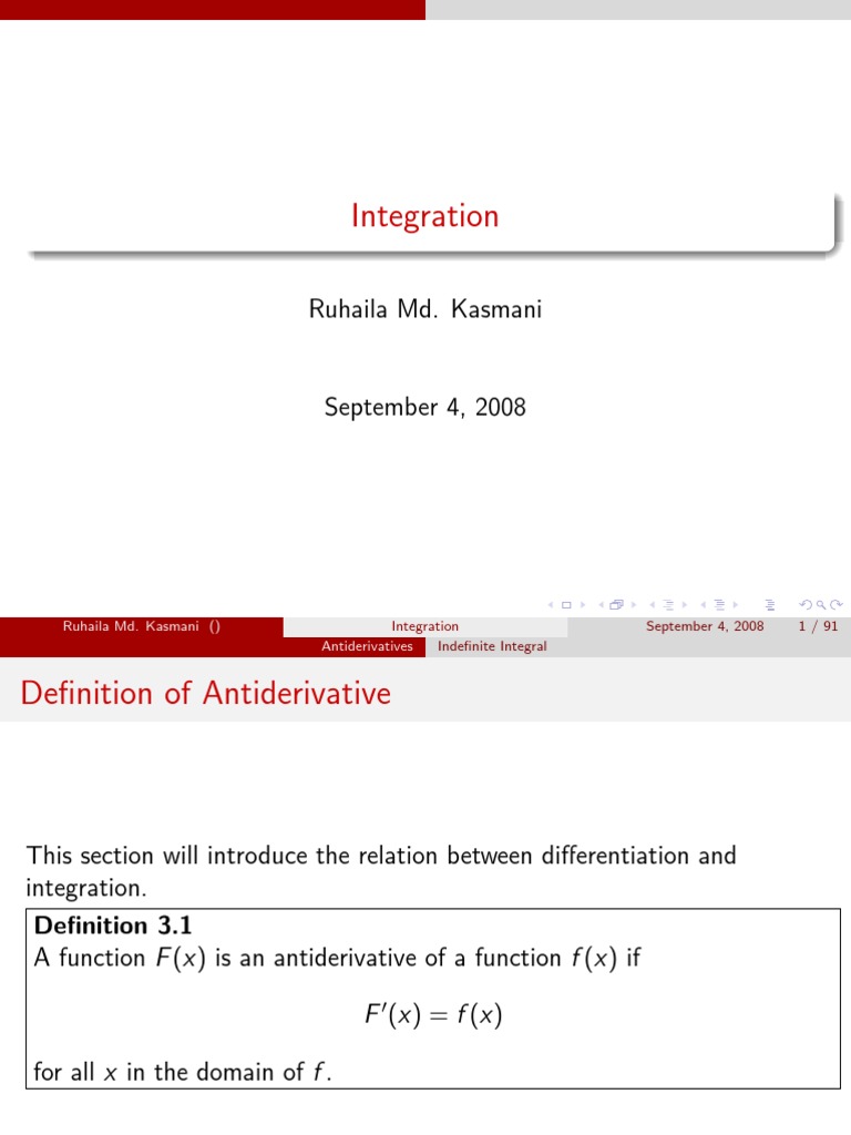 Integration: Ruhaila Md. Kasmani | PDF | Integral | Mathematical Objects