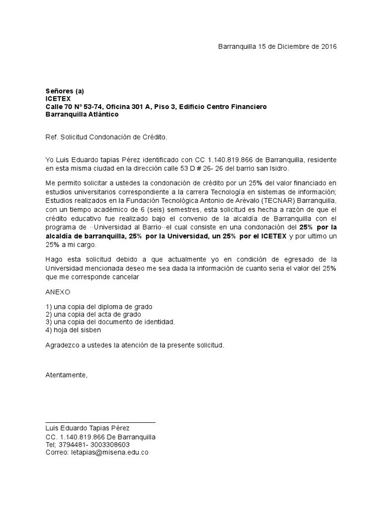 Solicitud Icetex | PDF