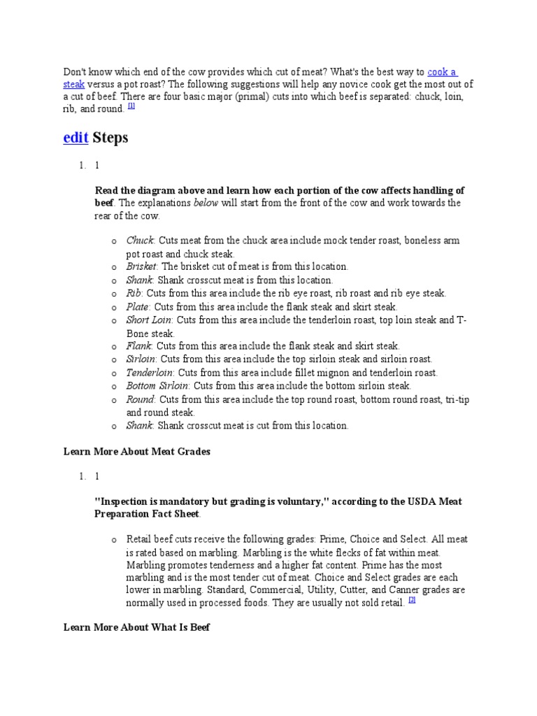 Steps: Cook A Steak | PDF | Cattle | Beef