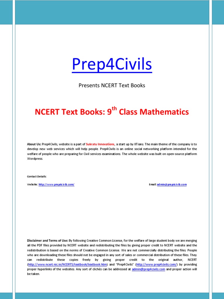 NCERT 9th Class Mathematics WWW Prep4civils Com | PDF | Division ...